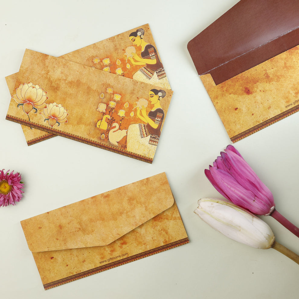 Lotus Theme Money Envelope (pack of 10) – Giftmorre